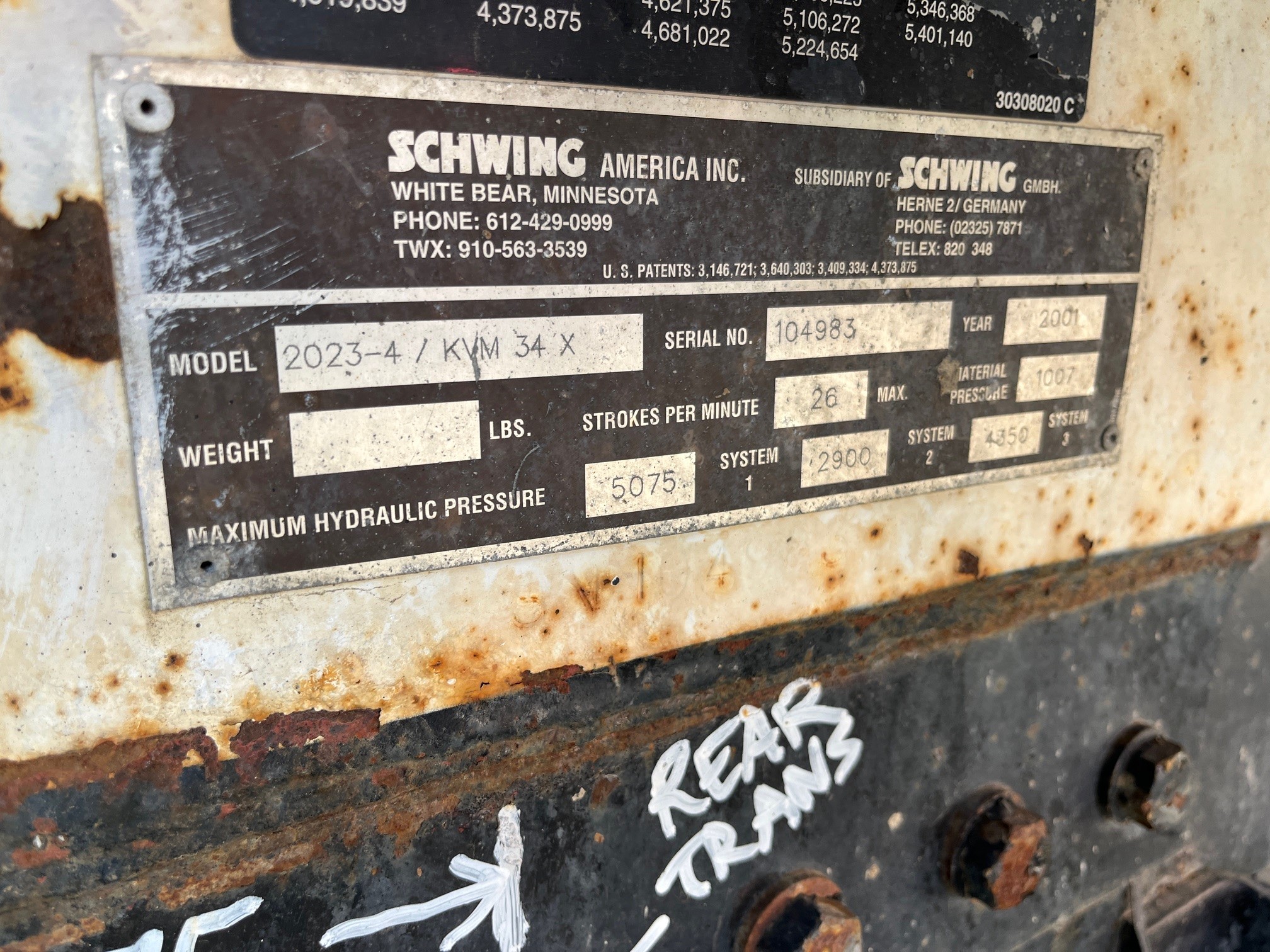 2001 Schwing 2023-4 KVM 34X - 2001 Mack MR688s *E983 | Concrete Pump Repair